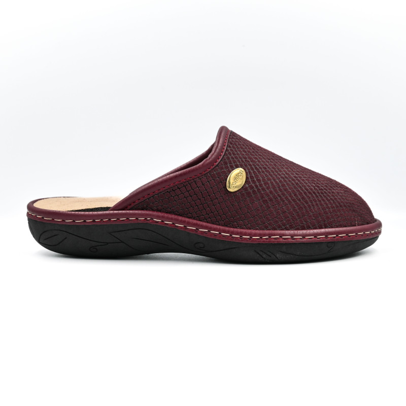 Emanuele 1938 women's comfort slippers burgundy | healthyfeet.gr